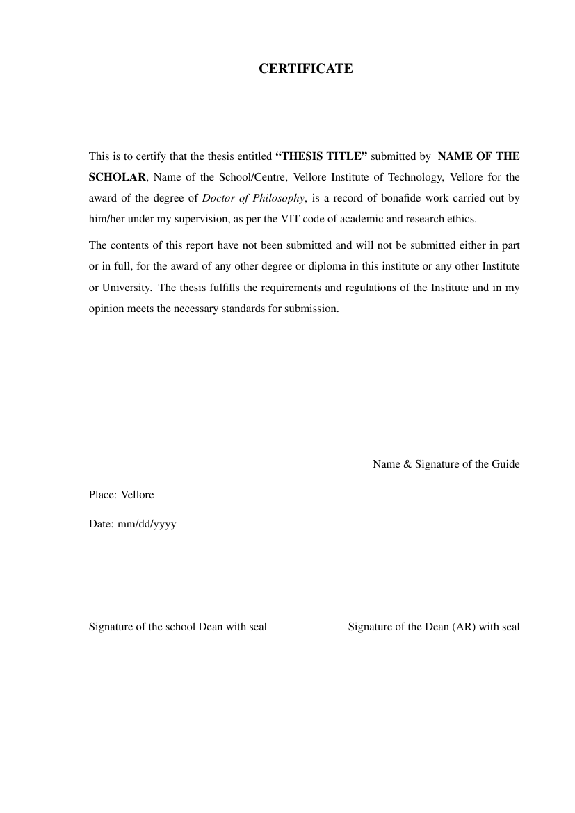 Template for VIT Thesis (New) Template - VIT
